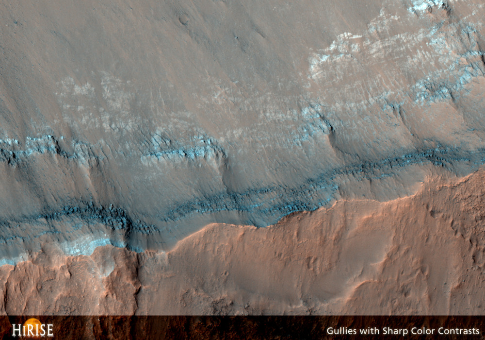 Gullies with Sharp Color Contrasts | Mars From Space